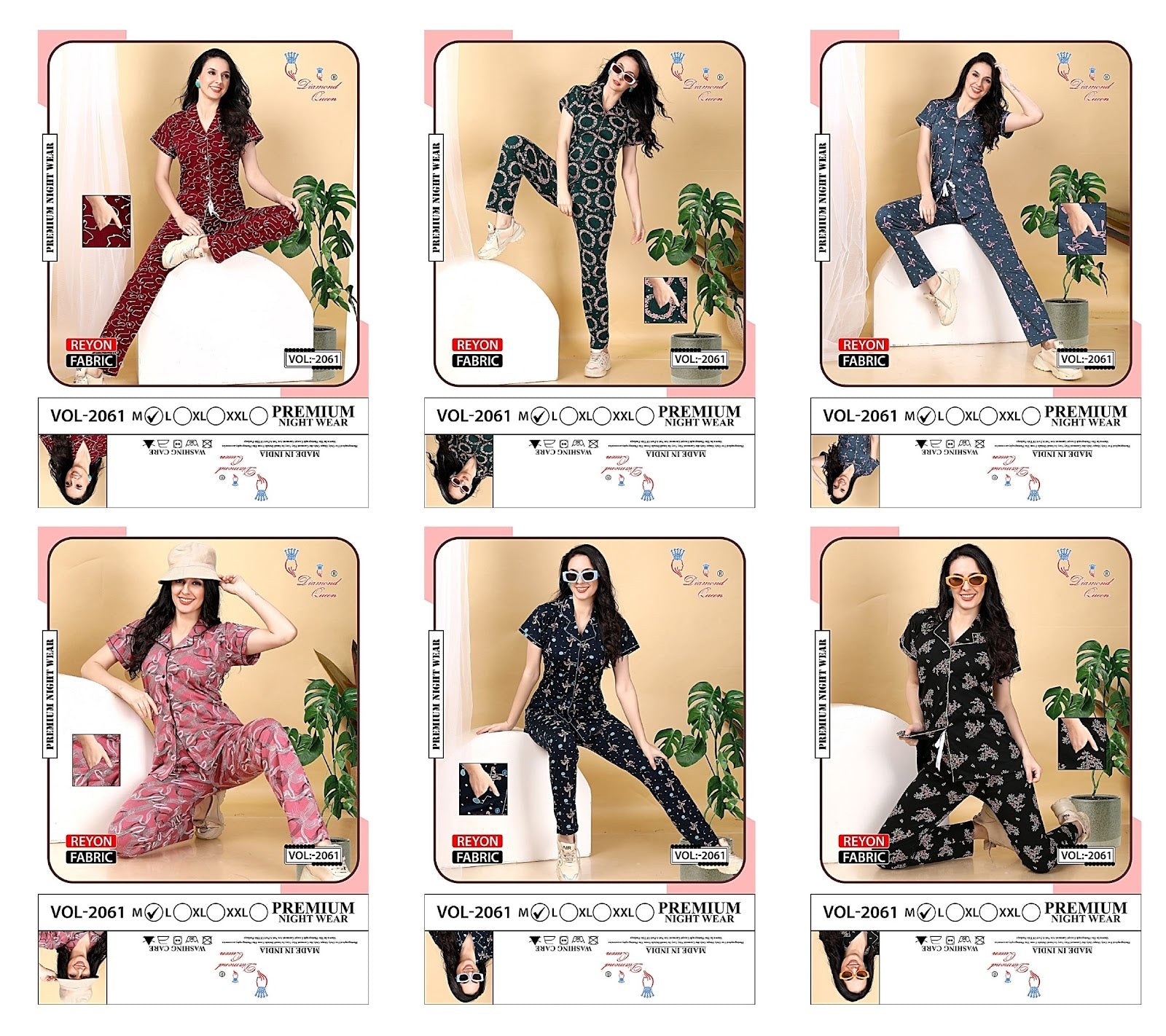 Front Open Vol 2061 Diamond Queen Sinker Collar Night Suits Manufactur ...