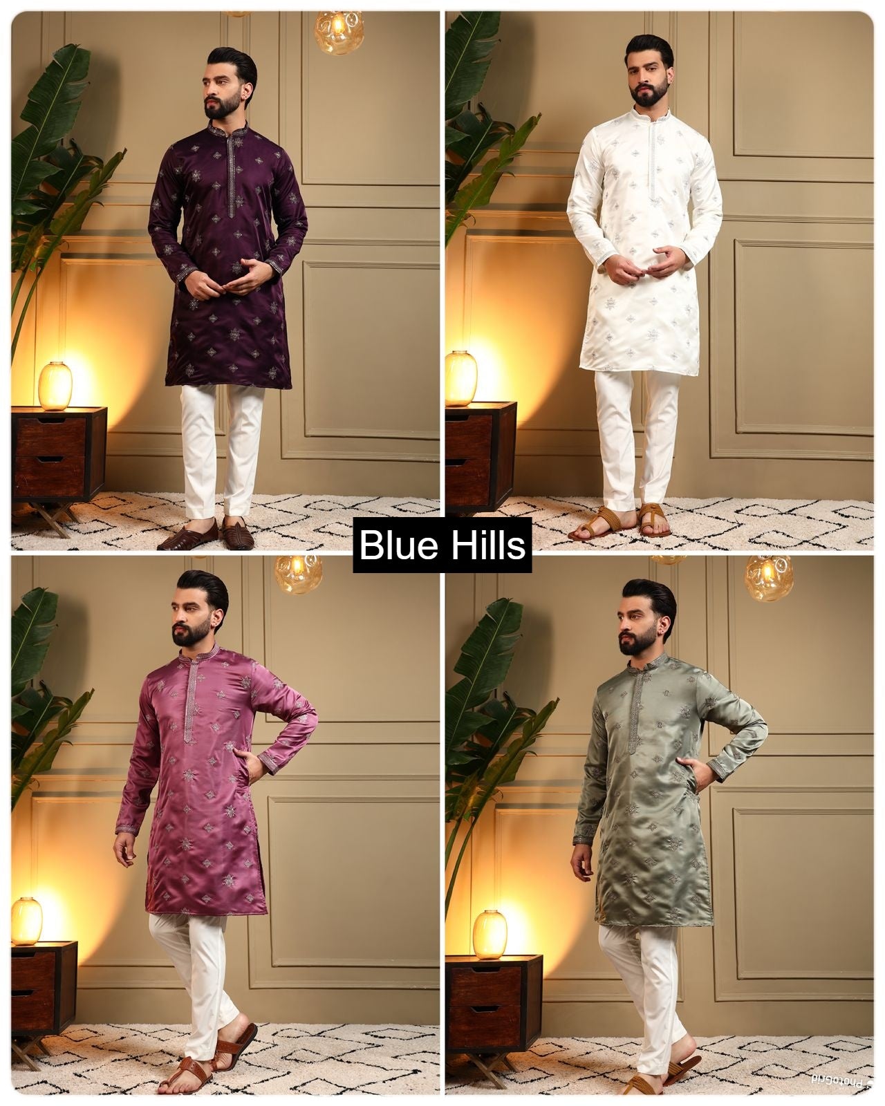 Grand Utsav 3.0 Blue Hills Silk Mens Kurta Pajama Wholesale Price ...