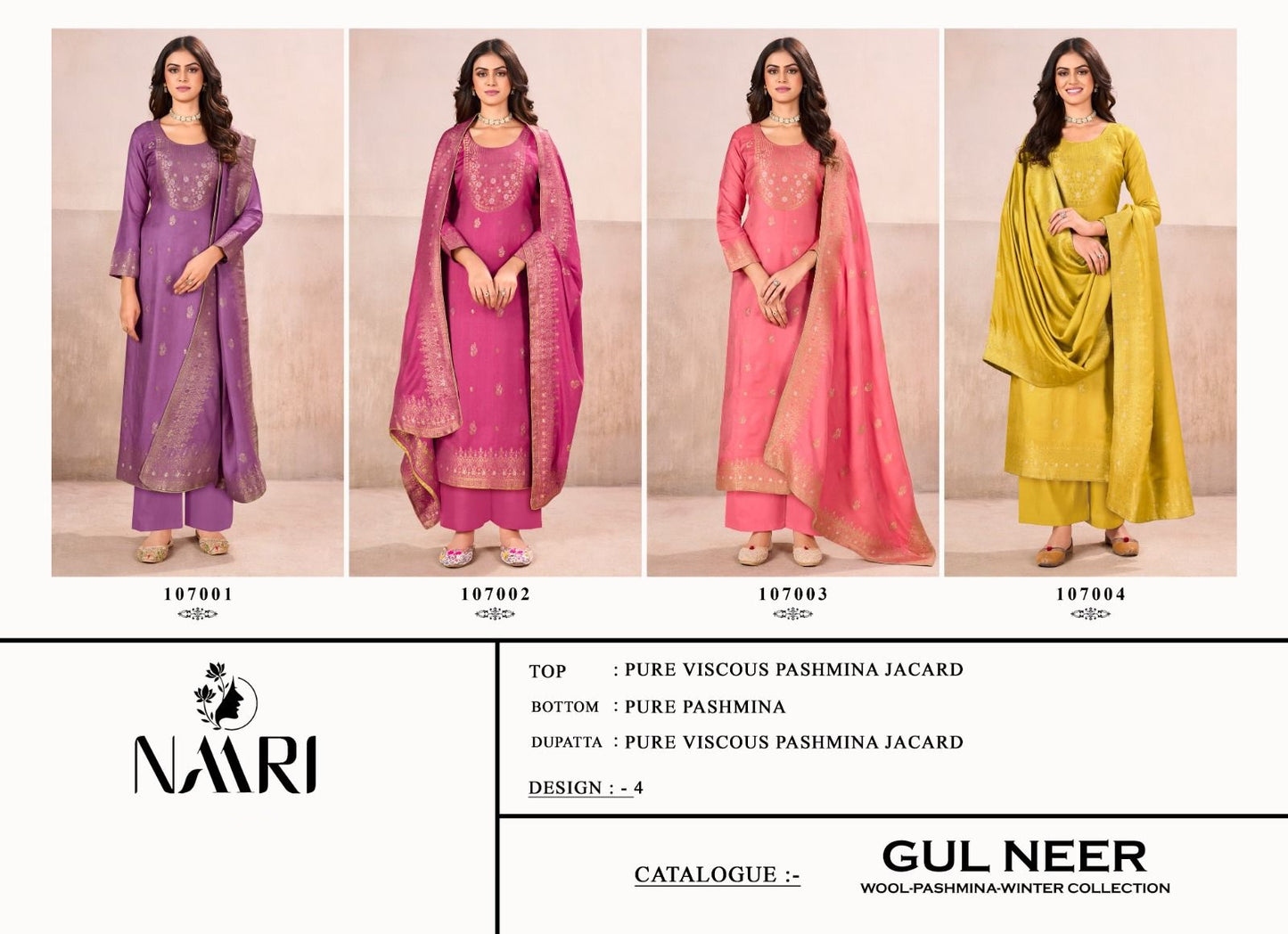 Gul Neer Wool Winter Collection Naari Viscose Pashmina Suits Manufactu ...
