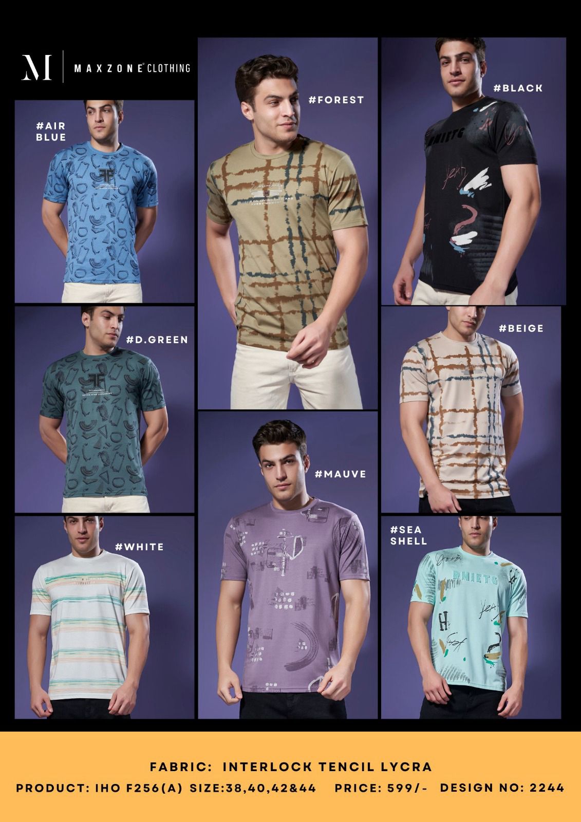 Iho F256 A Design 2244 Maxzone Clothing Tencil Lycra Mens Tshirts Expo ...