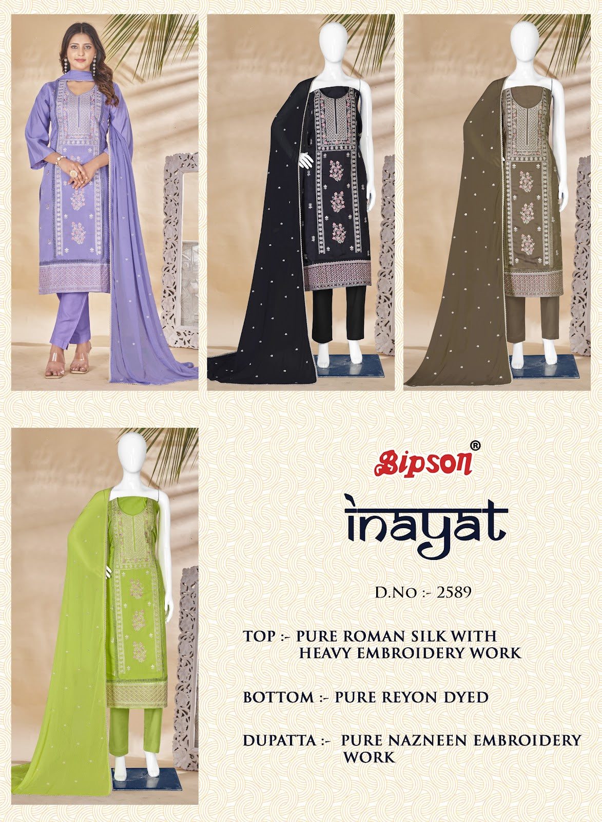 Inayat 2589 Bipson Prints Roman Silk Pant Style Suits – Kavya Style Plus