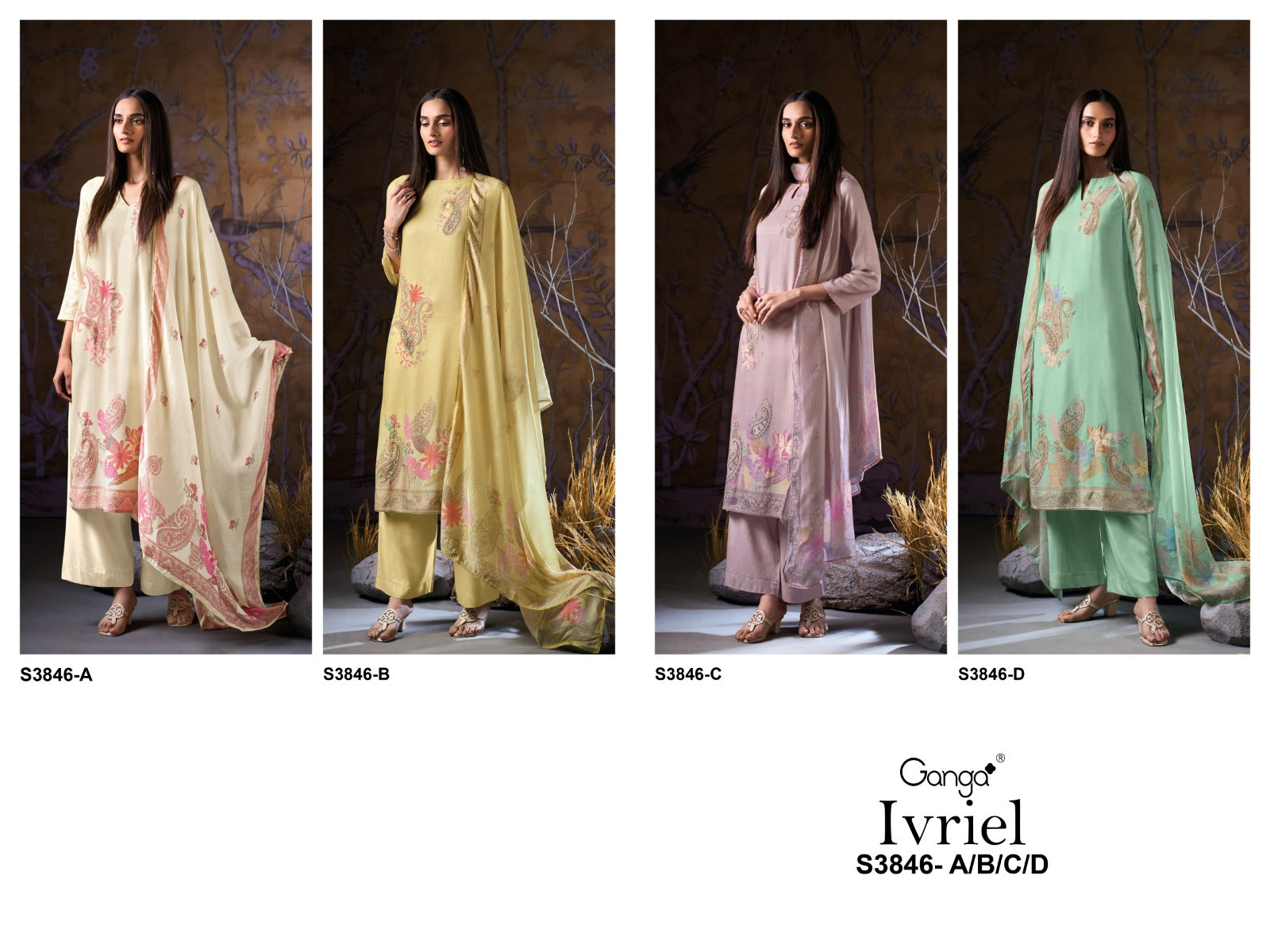 Ivriel 3846 Ganga Pashmina Suits Supplier Ahmedabad – Kavya Style Plus