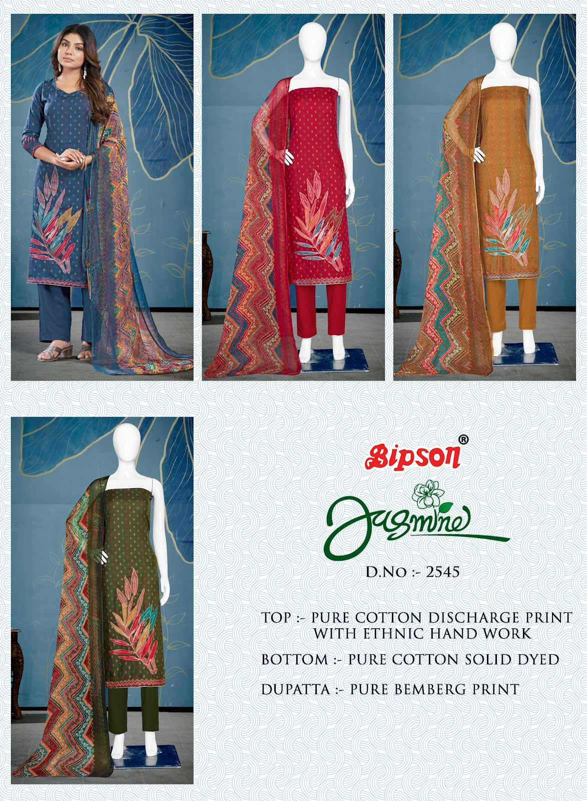 Jasmine 2545 Bipson Prints Cotton Pant Style Suits – Kavya Style Plus
