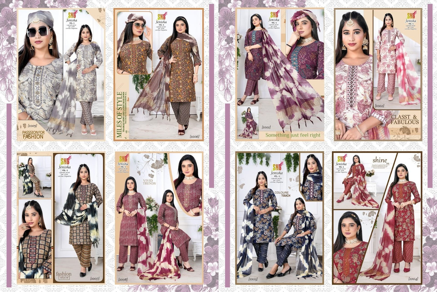 Jenisha Vol 1 Snb Capsule Readymade Pant Style Suits Wholesale – Kavya Style Plus