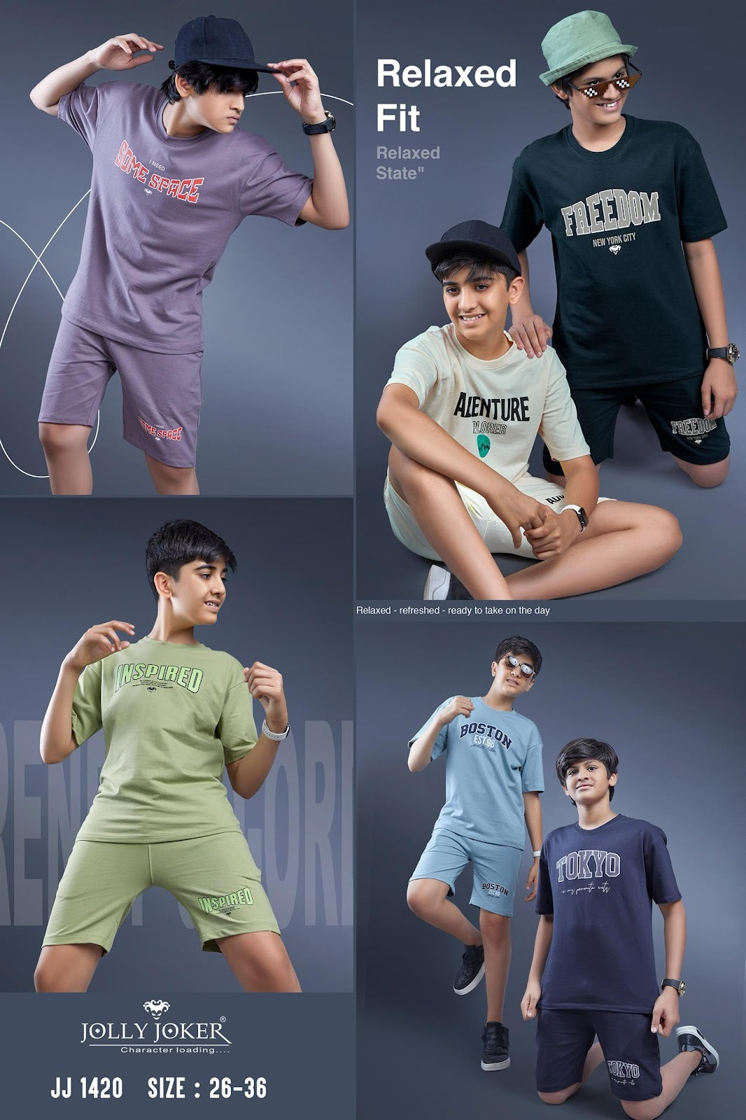 Jj 1420 Jolly Joker Cotton Looper Boys Shorts Set Supplier – Kavya ...