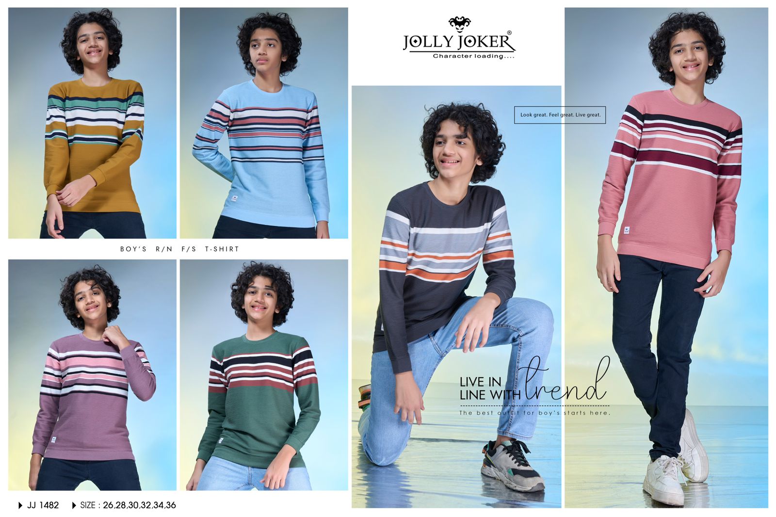 Jj 1482 Jolly Joker Auto Stripes Boys Tshirt Supplier India – Kavya ...