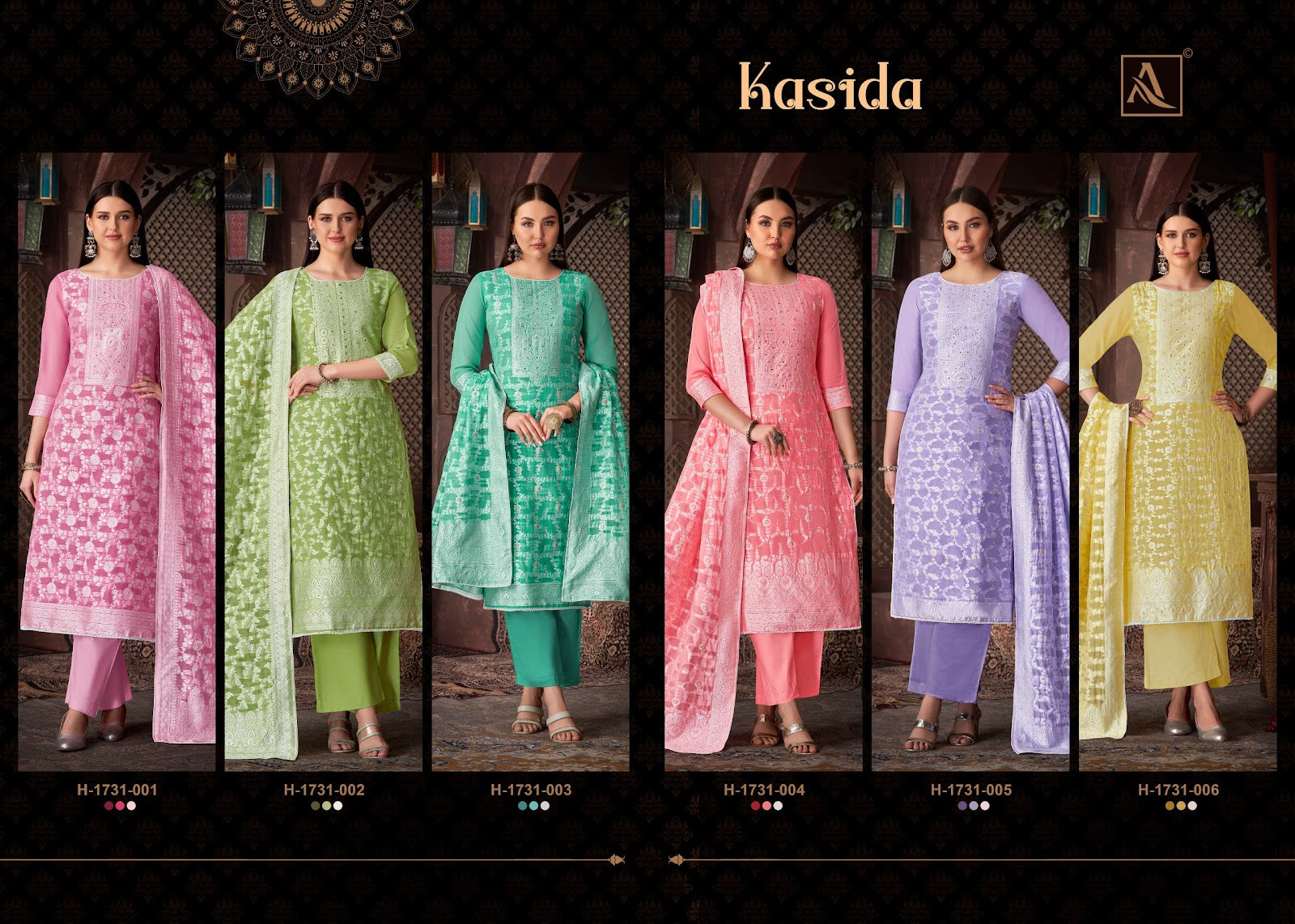 Kasida Alok Jacquard Karachi Salwar Suits Supplier Ahmedabad – Kavya ...