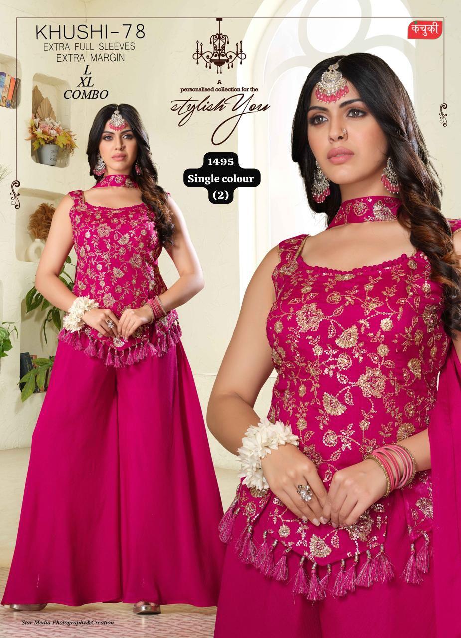 Khushi-78: Elegant Pink Embroidered Sharara Suit with Palazzo - Wholes – Kavya Style Plus