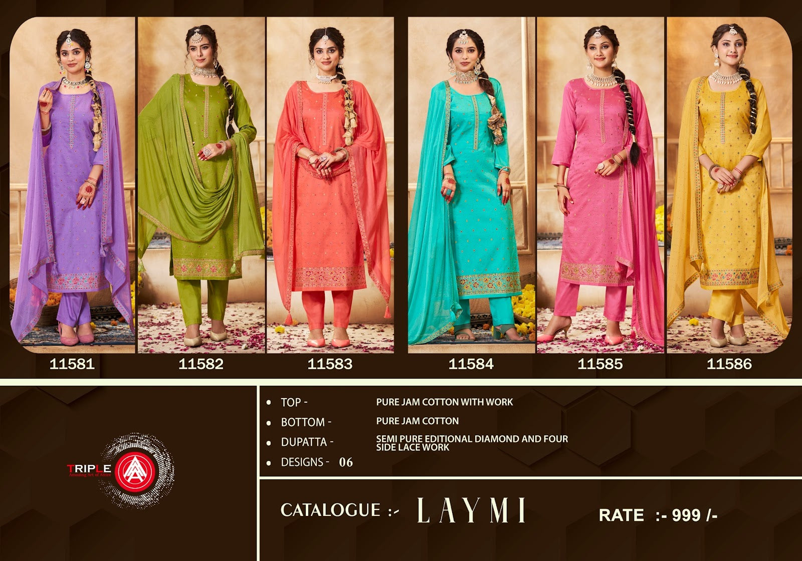 Laymi Triple Aaa Jaam Cotton Pant Style Suits – Kavya Style Plus