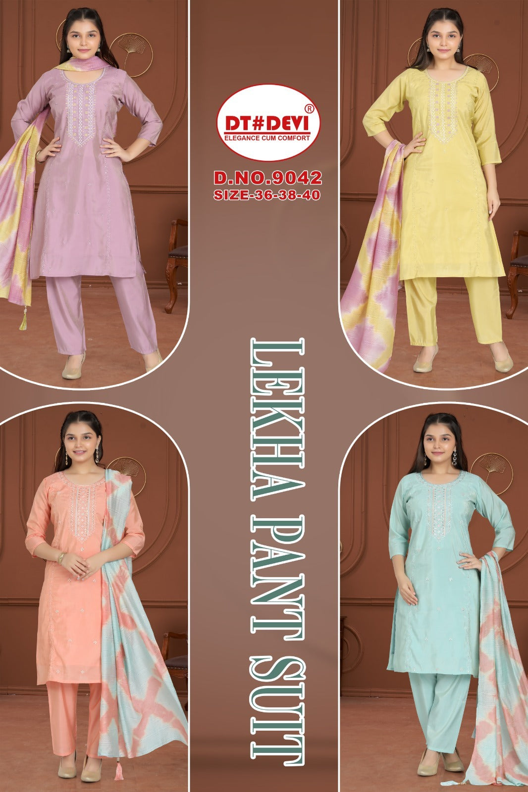 Lekha 9042 Dt Devi Roman Simmer Girls Readymade Pant Suits Wholesaler ...