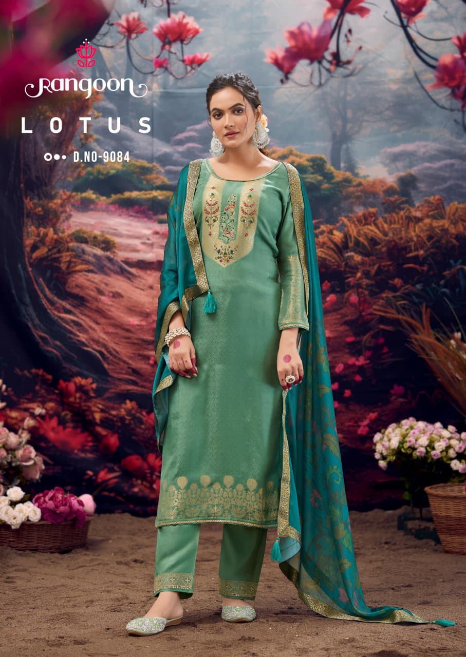 Lotus Rangoon Muslin Jacquard Readymade Pant Style Suits Exporter ...