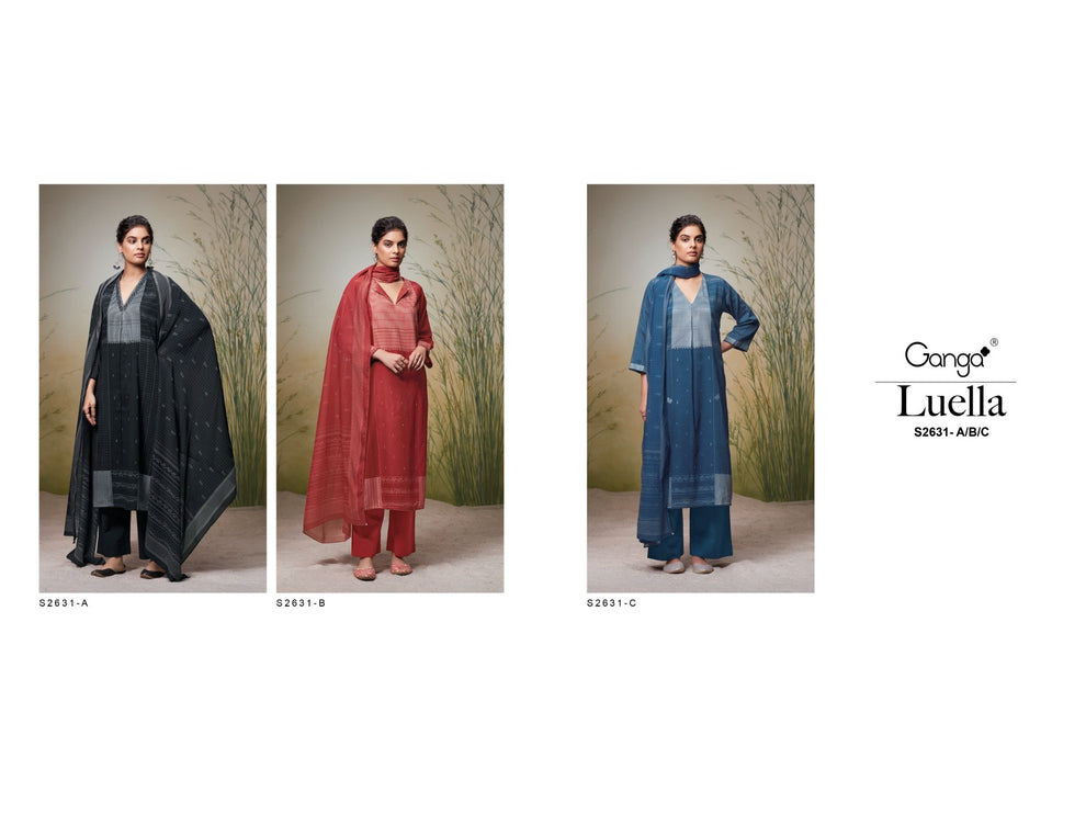 Luella 2631 Ganga Cotton Plazzo Style Suits Wholesale – Kavya Style Plus