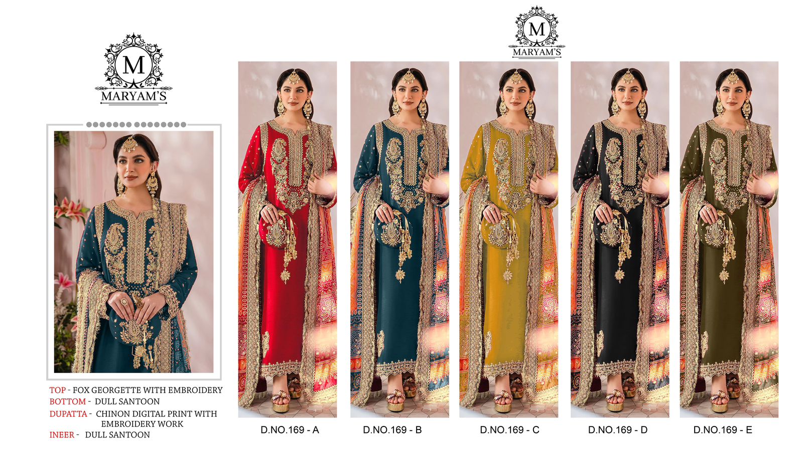 Maryams-169 Kaleesha Fashion Fox Georgette Pakistani Salwar Suits ...