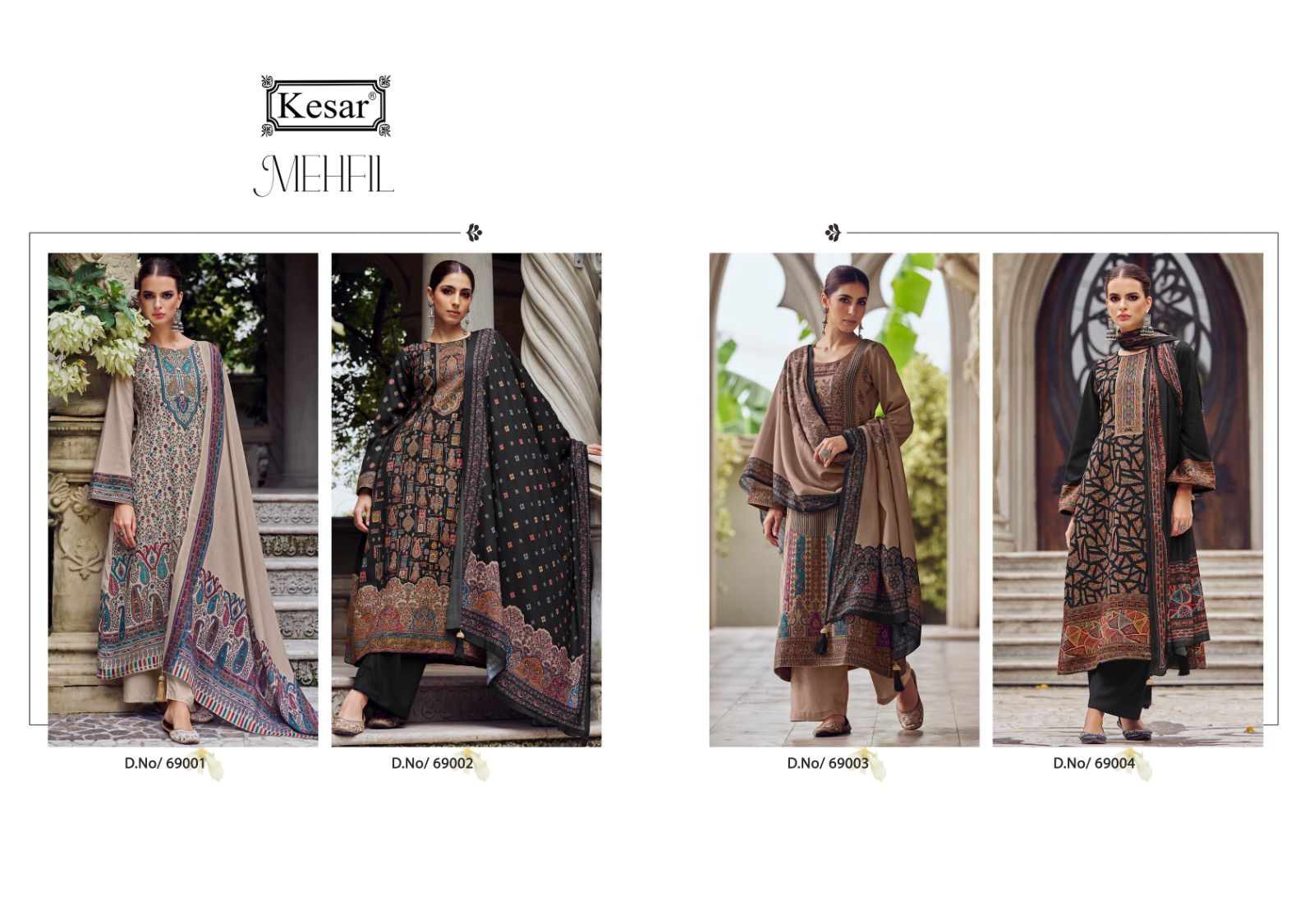 Mehfil Kesar Pure Pashmina Suits Supplier India – Kavya Style Plus