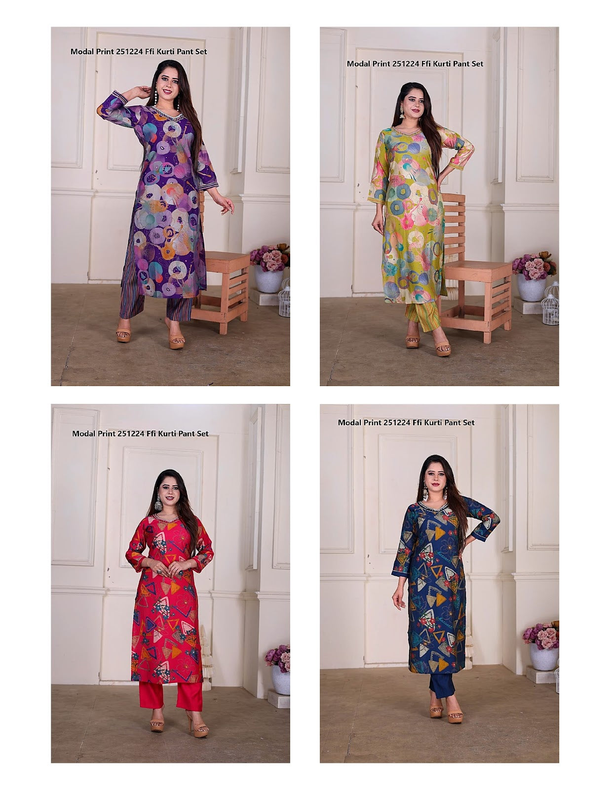 Modal Print 251224 Ffi Kurti Pant Set Manufacturer Ahmedabad – Kavya ...