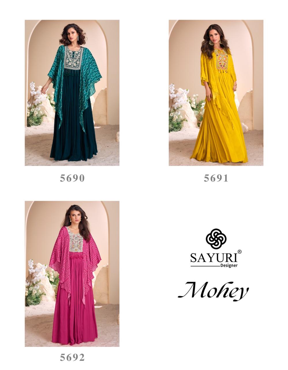 Mohey Sayuri Chinon Silk One Piece Gown Supplier – Kavya Style Plus