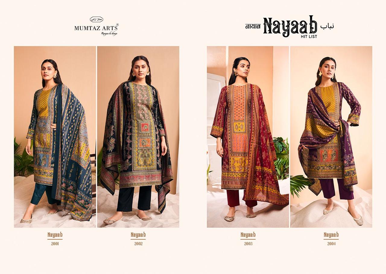 Nayaab Hitlist Mumtaz Arts Viscose Muslin Pant Style Suits – Kavya ...