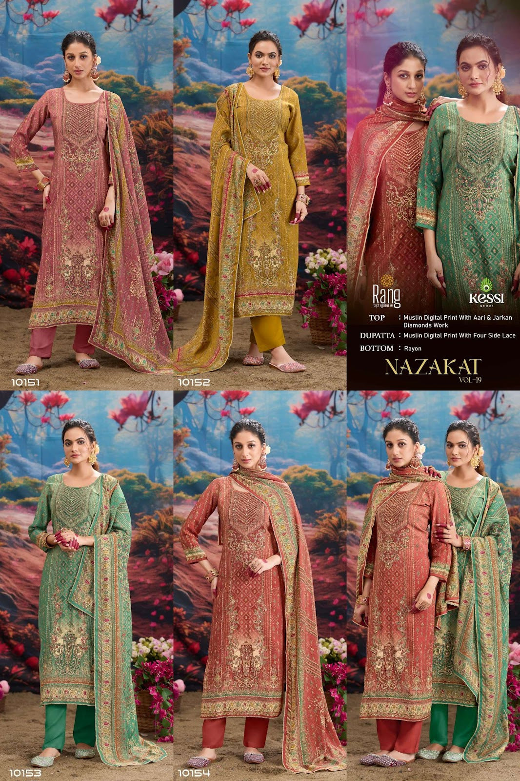 Nazakat Vol 19 Kessi Rang Muslin Pant Style Suits Supplier Gujarat ...