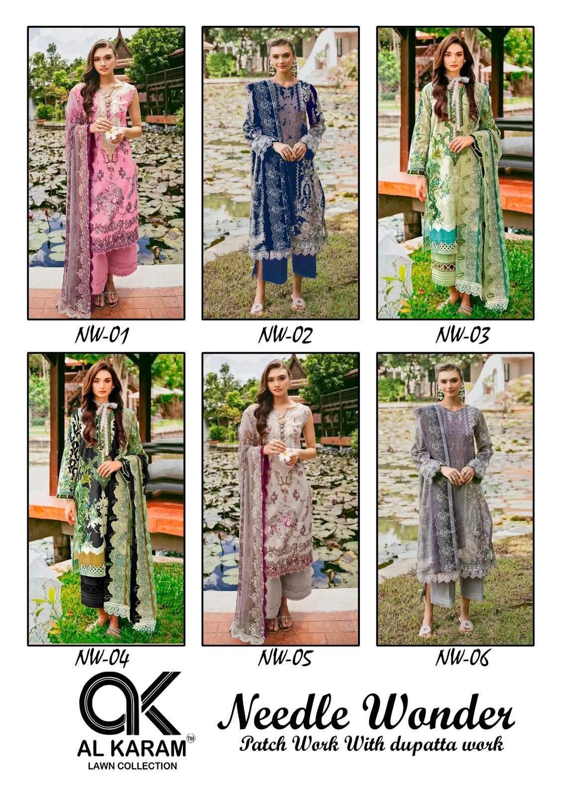 Needle Wonder Al Karam Lawn Cotton Pakistani Patch Work Suits Exporter ...