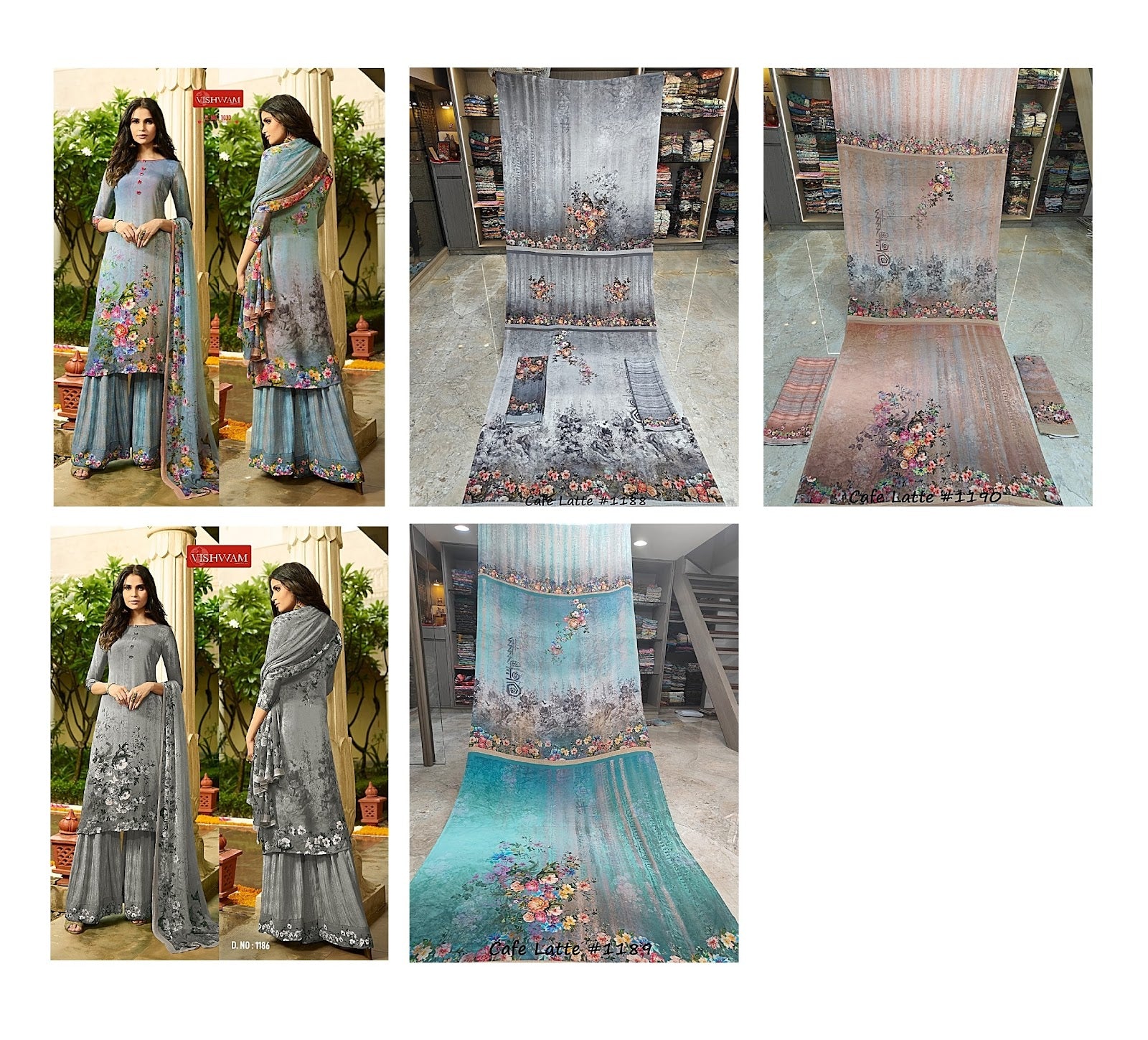 New Cafe Latte Vol 13 Nx Vishwam Fabrics Crape Plazzo Style Suits Supp ...