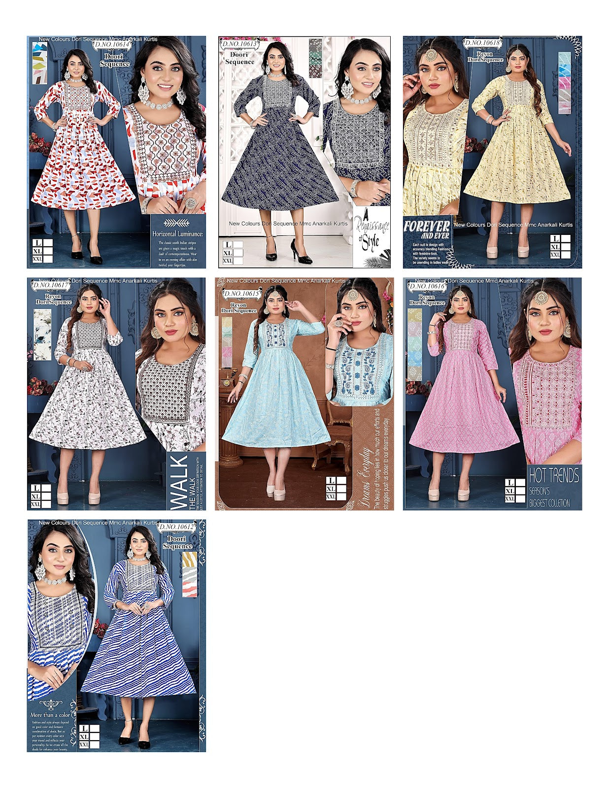 New Colours Dori Sequence Mmc Rayon Anarkali Kurtis Wholesaler Ahmedab ...