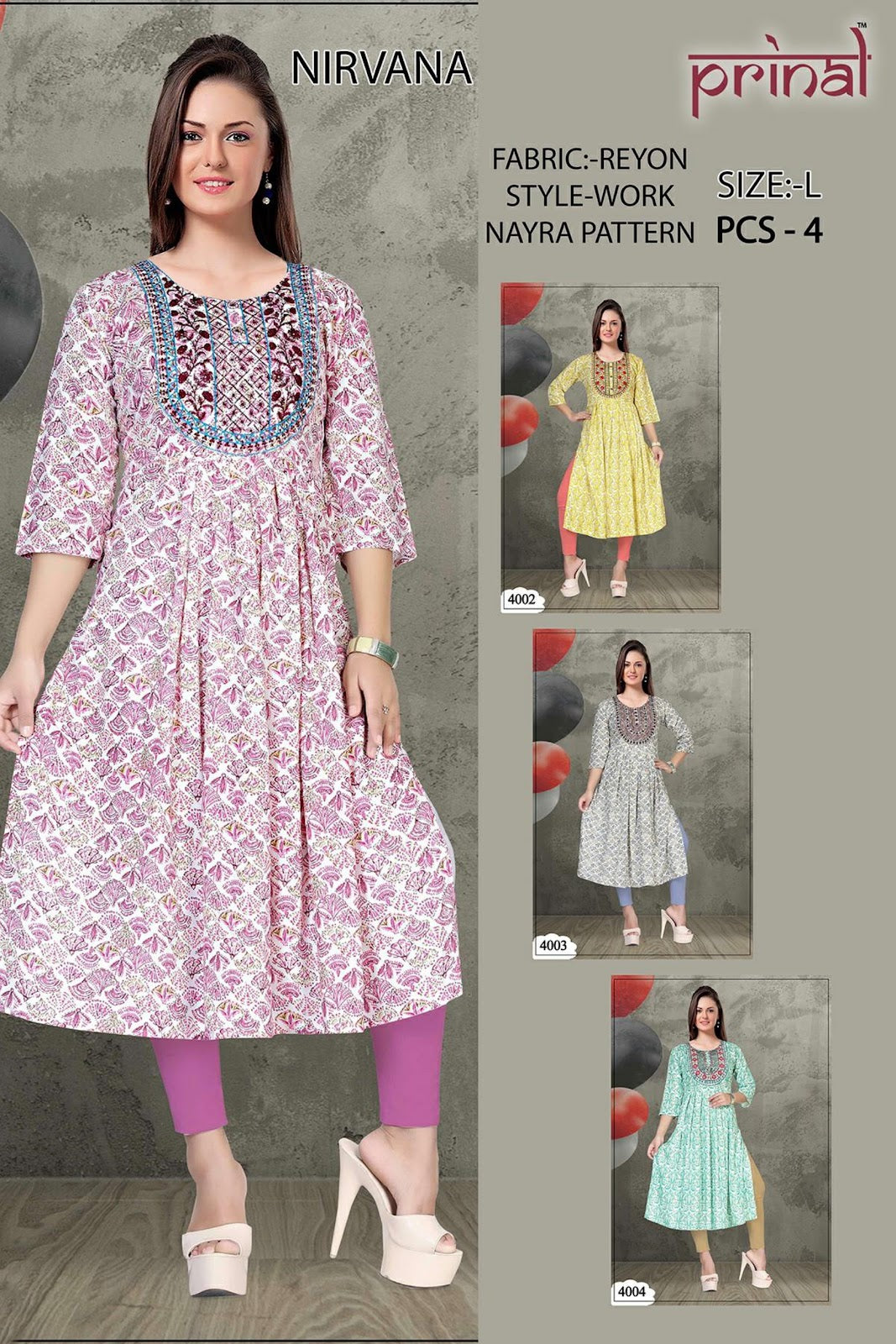 Nirvana Prinal Rayon Naira Cut Kurtis Manufacturer – Kavya Style Plus