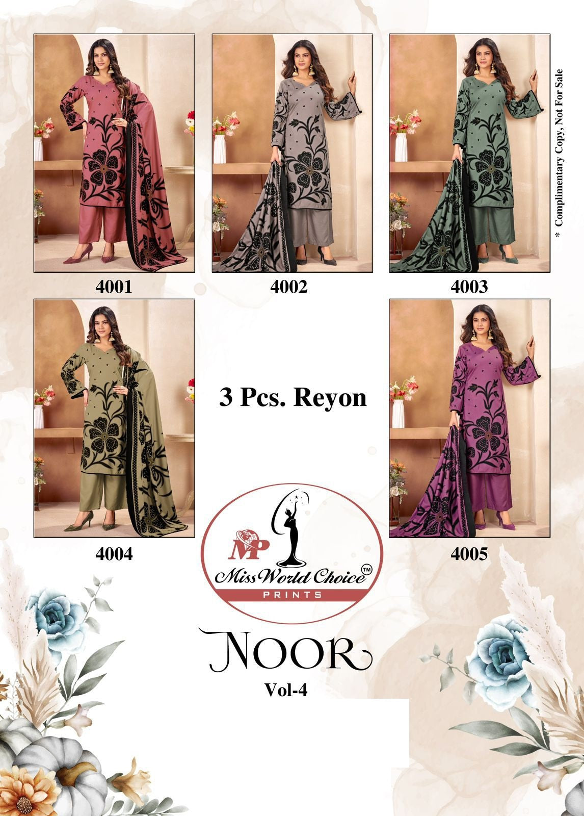 Noor Vol 4 Miss World Choice Reyon Karachi Salwar Suits Wholesale Price ...