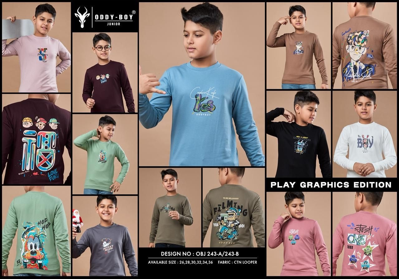 Obj 243 Ab Oddy Boy Cotton Looper Boys Tshirt Wholesale – Kavya Style Plus
