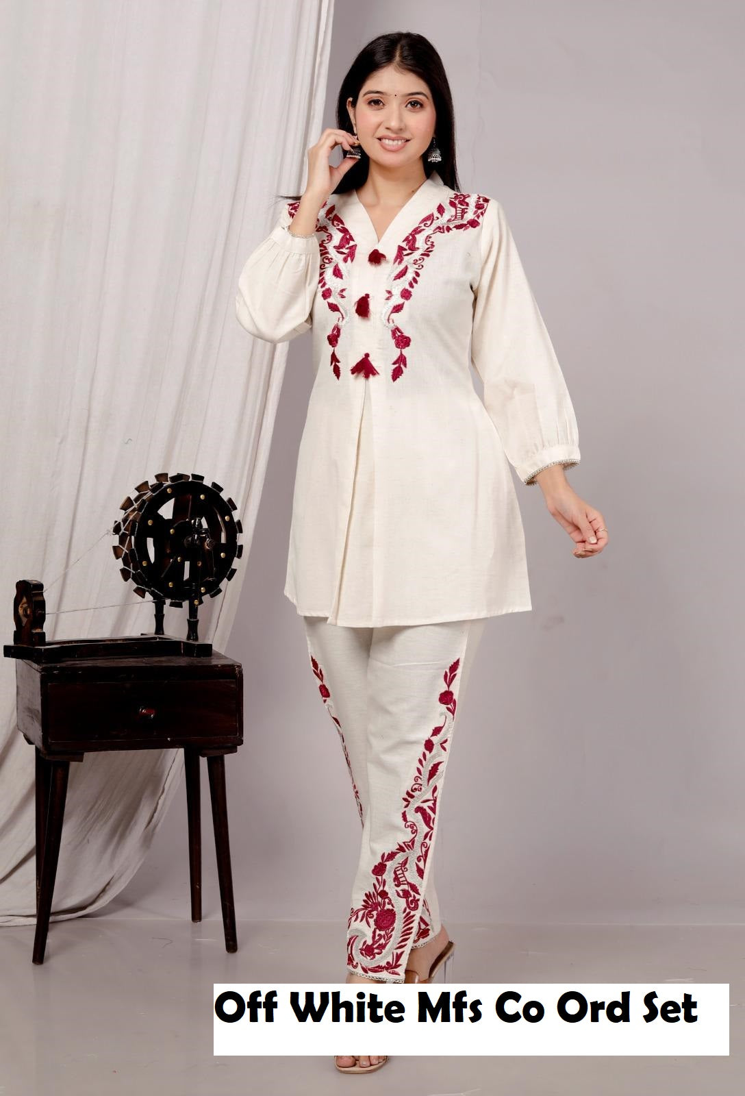 Off White Mfs Cotton Co Ord Set Wholesaler Gujarat – Kavya Style Plus