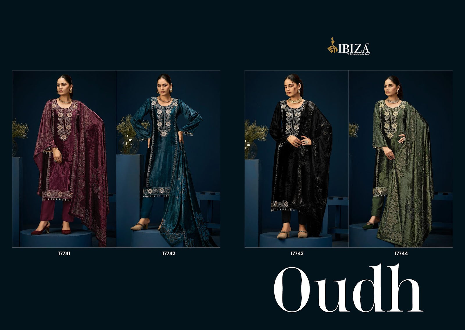 Oudh Ibiza Velvet Suits Wholesale – Kavya Style Plus