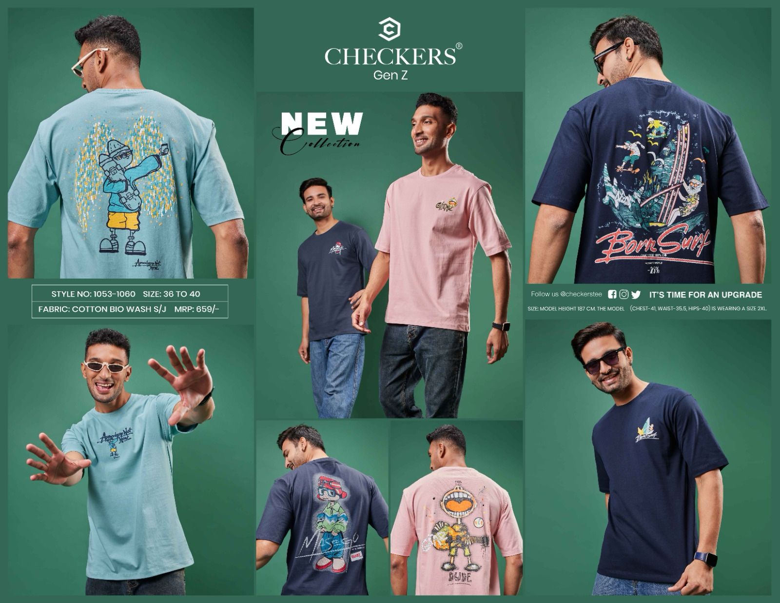 Oversize Style No 1053-1060 Checkers Cotton Mens Tshirts Wholesale Pri ...