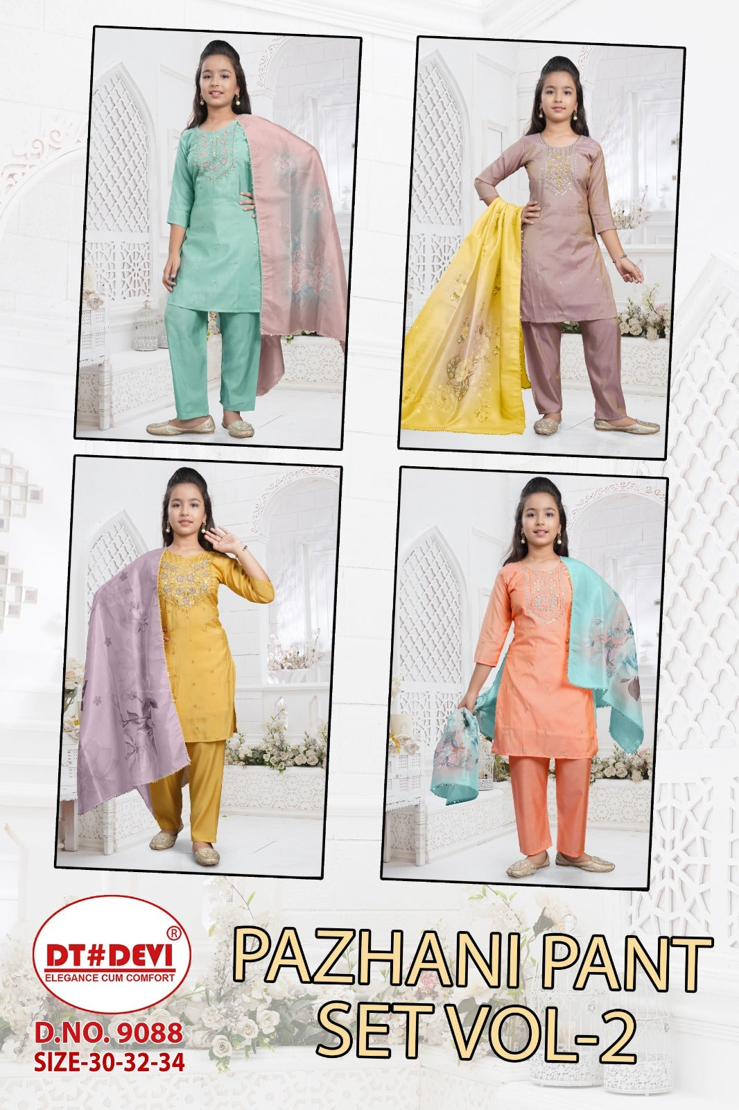 Pazhani Vol 2 Dn 9088 Dt Devi Roman Simmer Girls Readymade Pant Suits ...