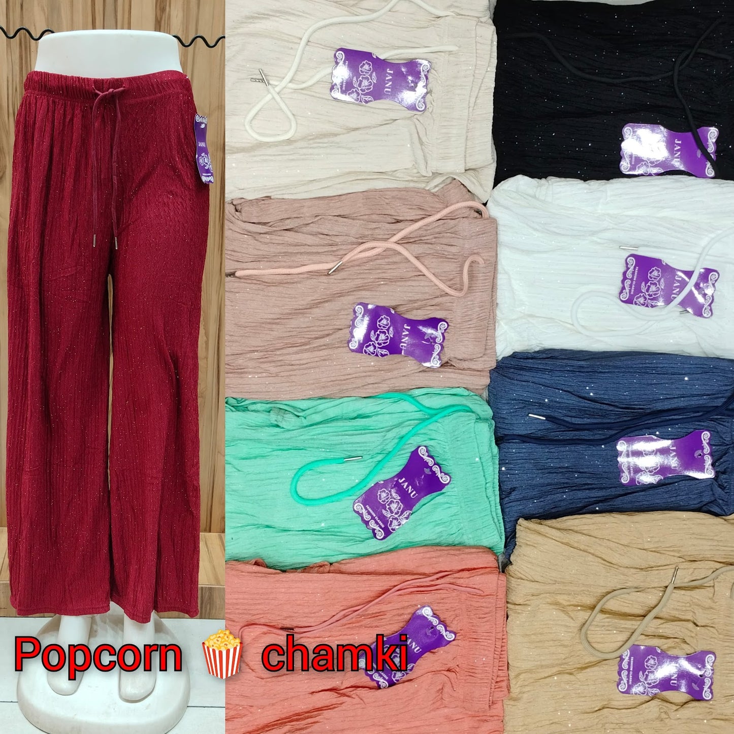 Popcorn Chamki Hanso Branded Palazzo Exporter India – Kavya Style Plus