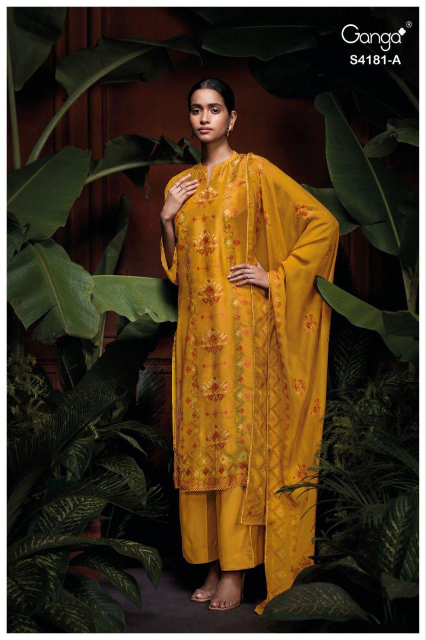 Prielle 4181 Ganga Bemberg Silk Pant Style Suits Manufacturer India ...