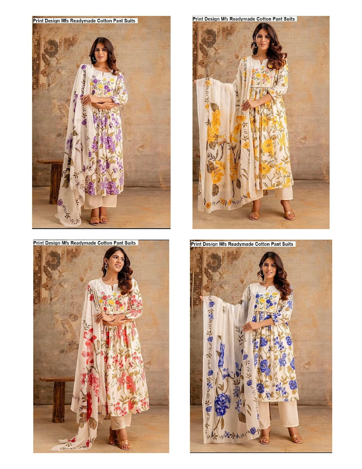 Print Design Mfs Readymade Cotton Pant Suits Manufacturer Gujarat ...
