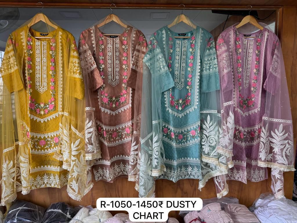 R 1050 Dusty Chart Ramsha Organza Pakistani Readymade Suits Manufactur ...