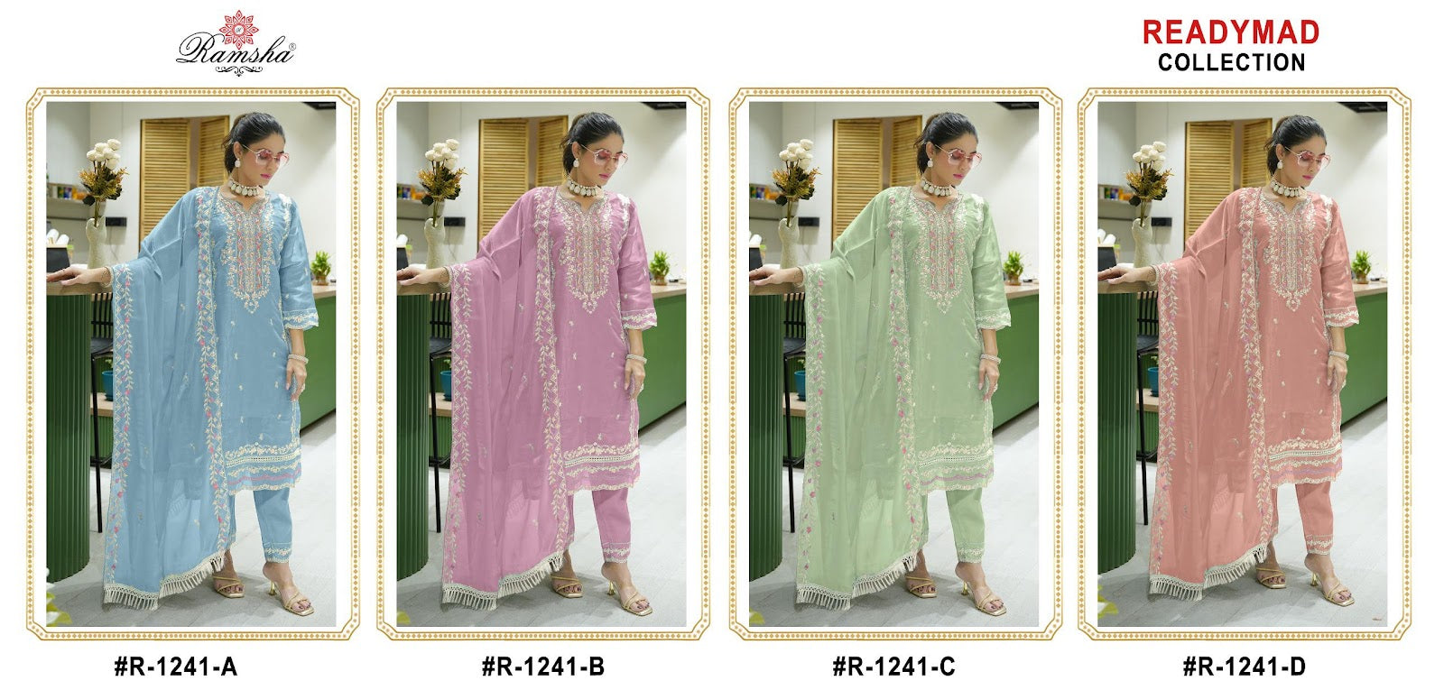 R 1241 Ramsha Pakistani Readymade Suits Wholesale – Kavya Style Plus