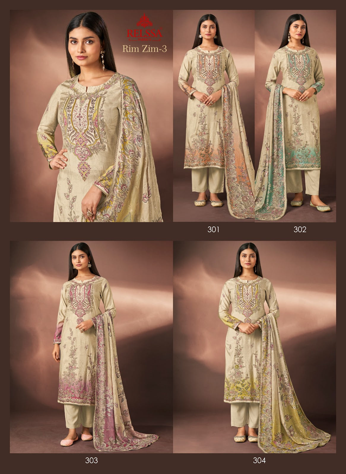 Rim Zim 3 Relssa Fabrics Maslin Pant Style Suits Supplier India – Kavya ...