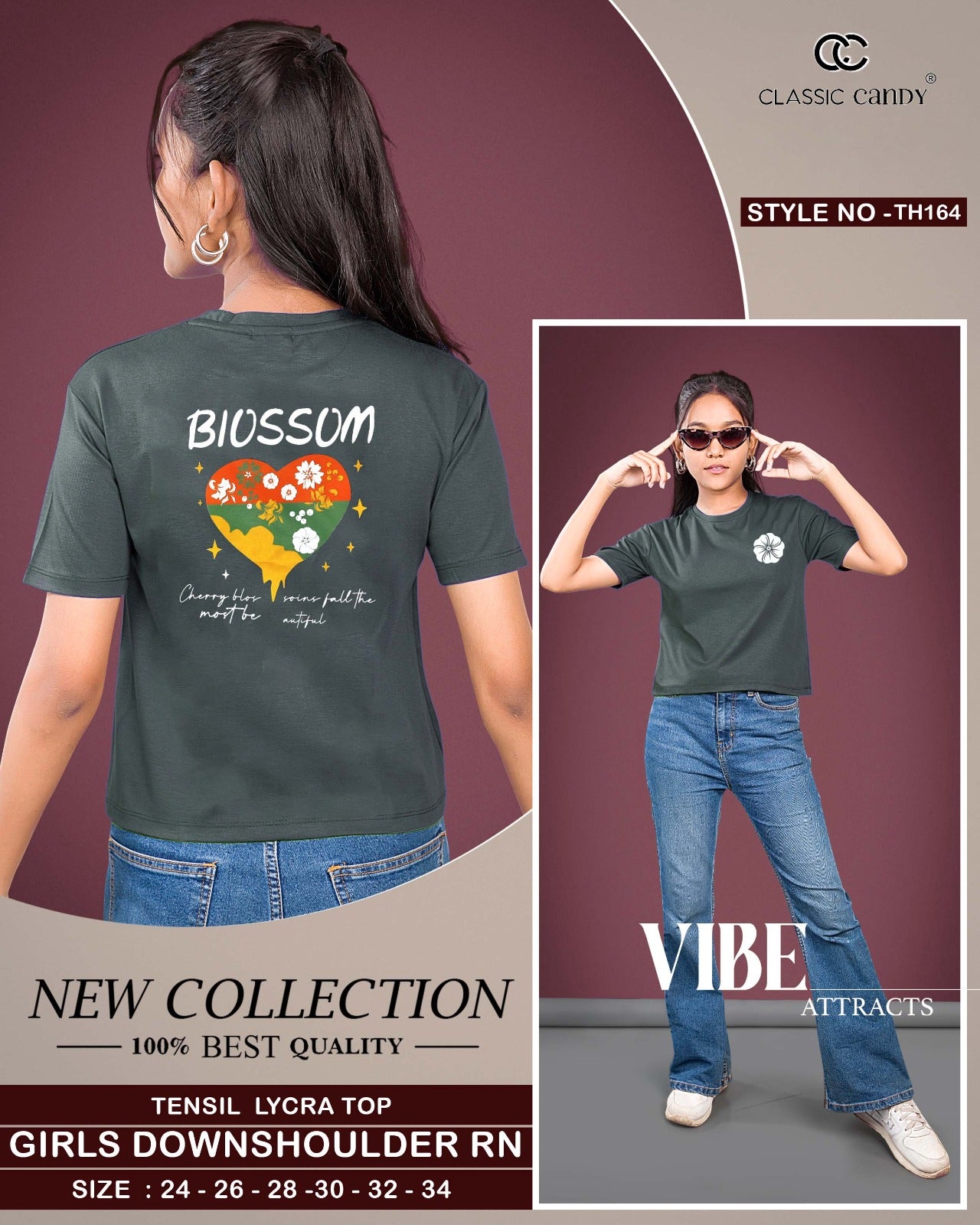 Round Neck Th-164 Classic Candy Tencil Lycra Girls Tshirt Manufacturer – Kavya Style Plus