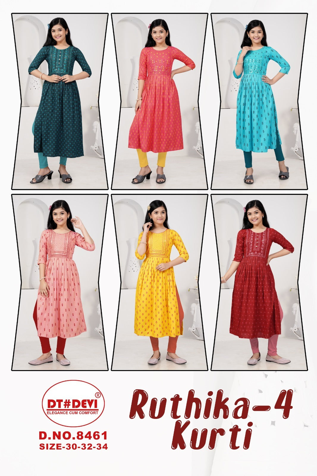 Ruthika 4-8461 Dt Devi Reyon Girls Kurti Exporter Ahmedabad – Kavya ...