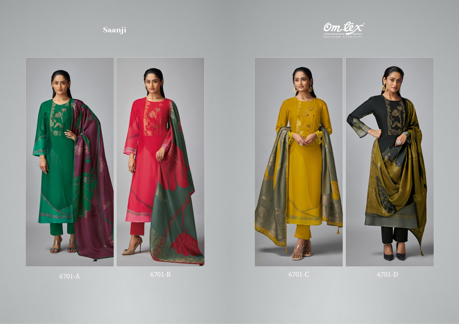 Saanji Omtex Silk Jacquard Pant Style Suits Wholesaler Gujarat – Kavya ...