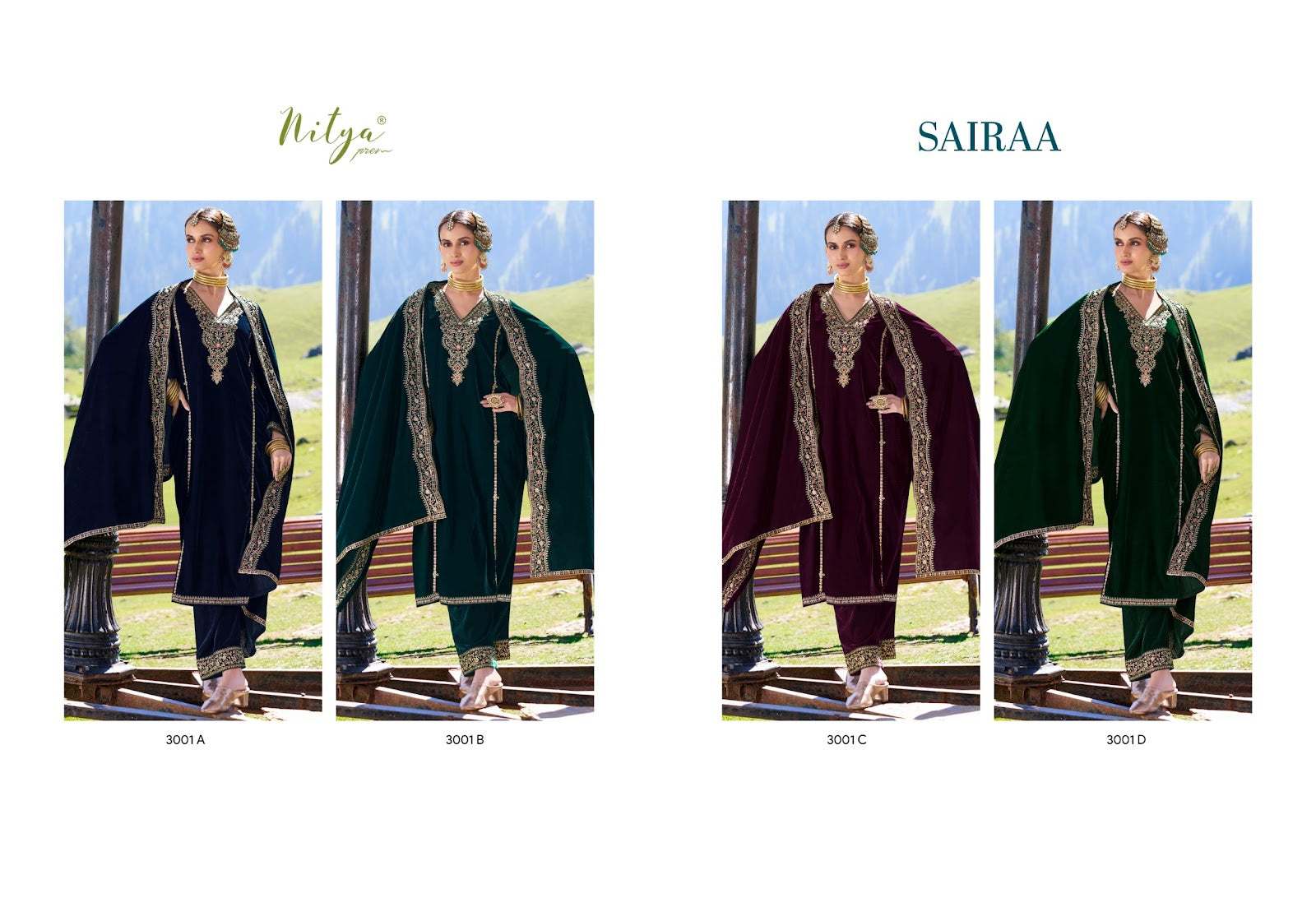 Sairaa 3001 Lt Nitya Velvet Suits Wholesaler India – Kavya Style Plus