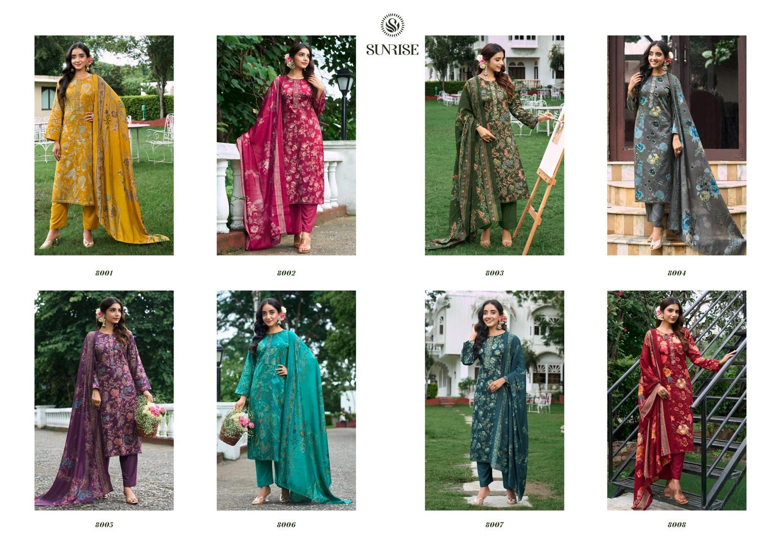 Sajaan Vol 8 Sunrise Jam Satin Pant Style Suits Supplier – Kavya Style Plus