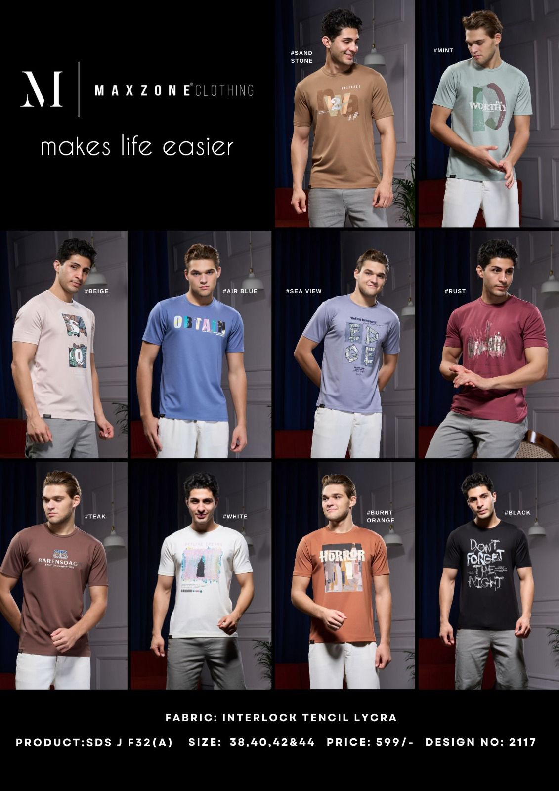 Sds J F 32 A Vol 2117 Maxzone Clothing Tencil Lycra Mens Tshirts Manuf ...
