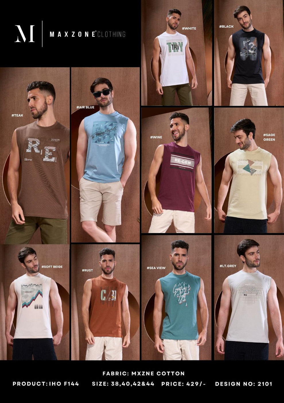 Sleeveless 2101 Maxzone Clothing Cotton Mens Tshirts Wholesaler – Kavya ...