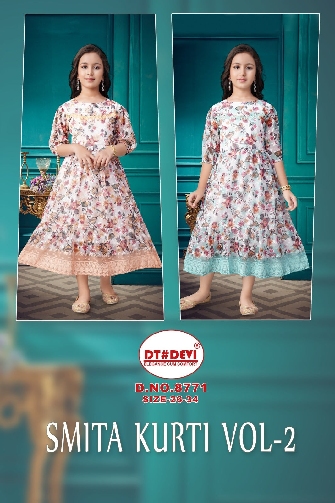 Smita Vol 2 8771 Dt Devi Chikan Girls Anarkali Kurti Wholesale Rate ...