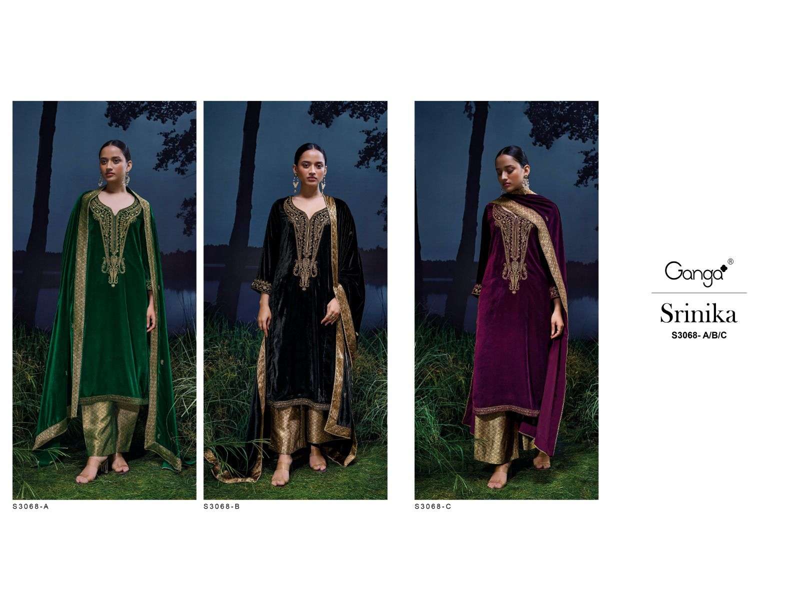 Srinika S3068 Ganga Premium Velvet Suits Supplier – Kavya Style Plus