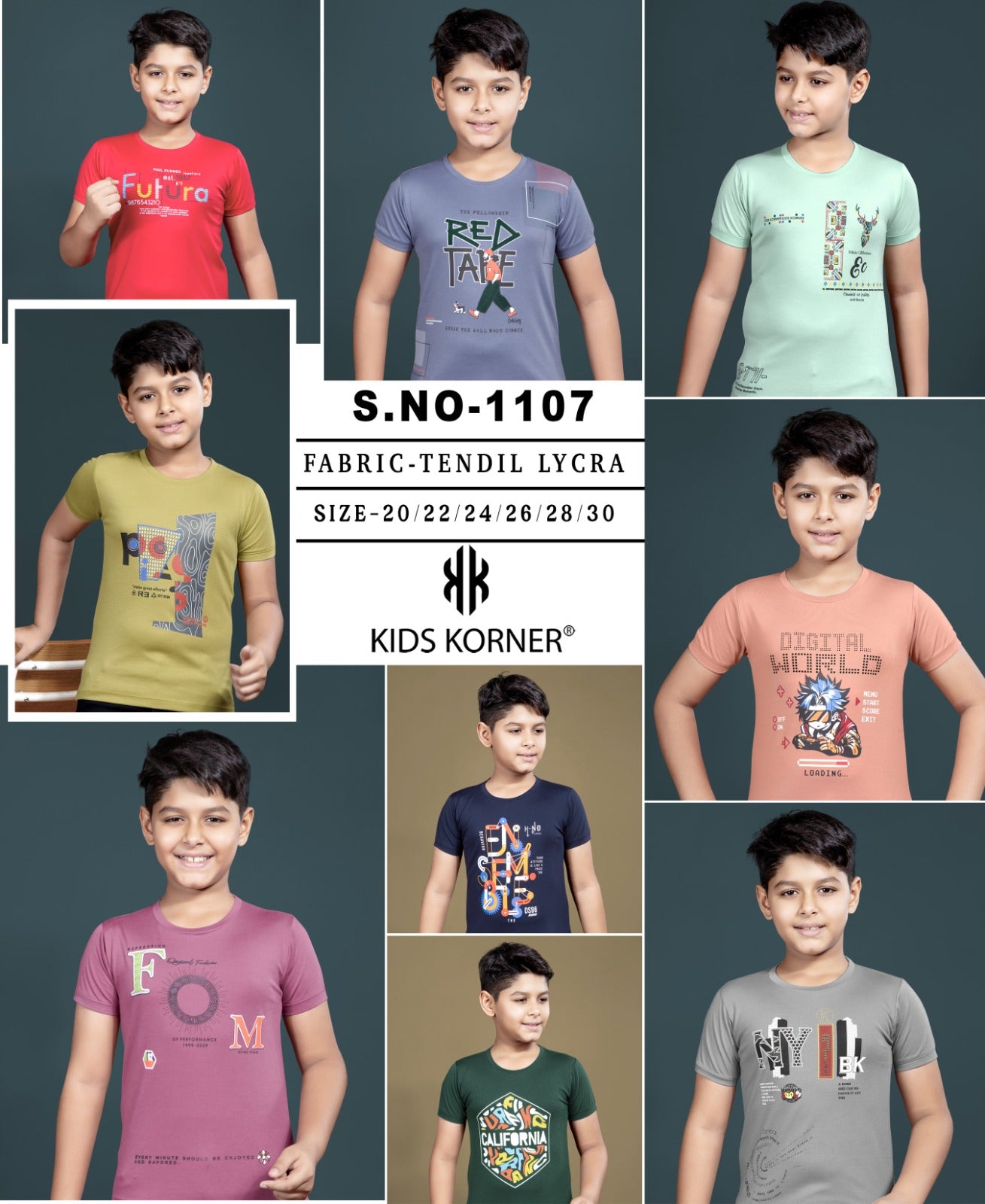 Style No 1107 Kids Korner Tencil Lycra Boys Tshirt Wholesale Price ...