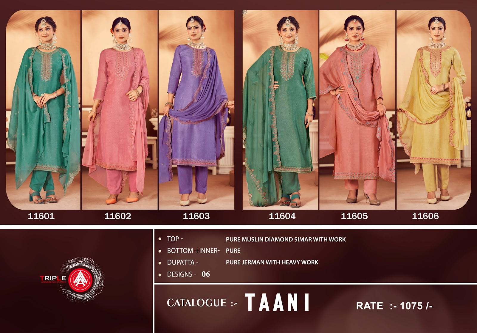Taani Triple Aaa Muslin Pant Style Suits – Kavya Style Plus