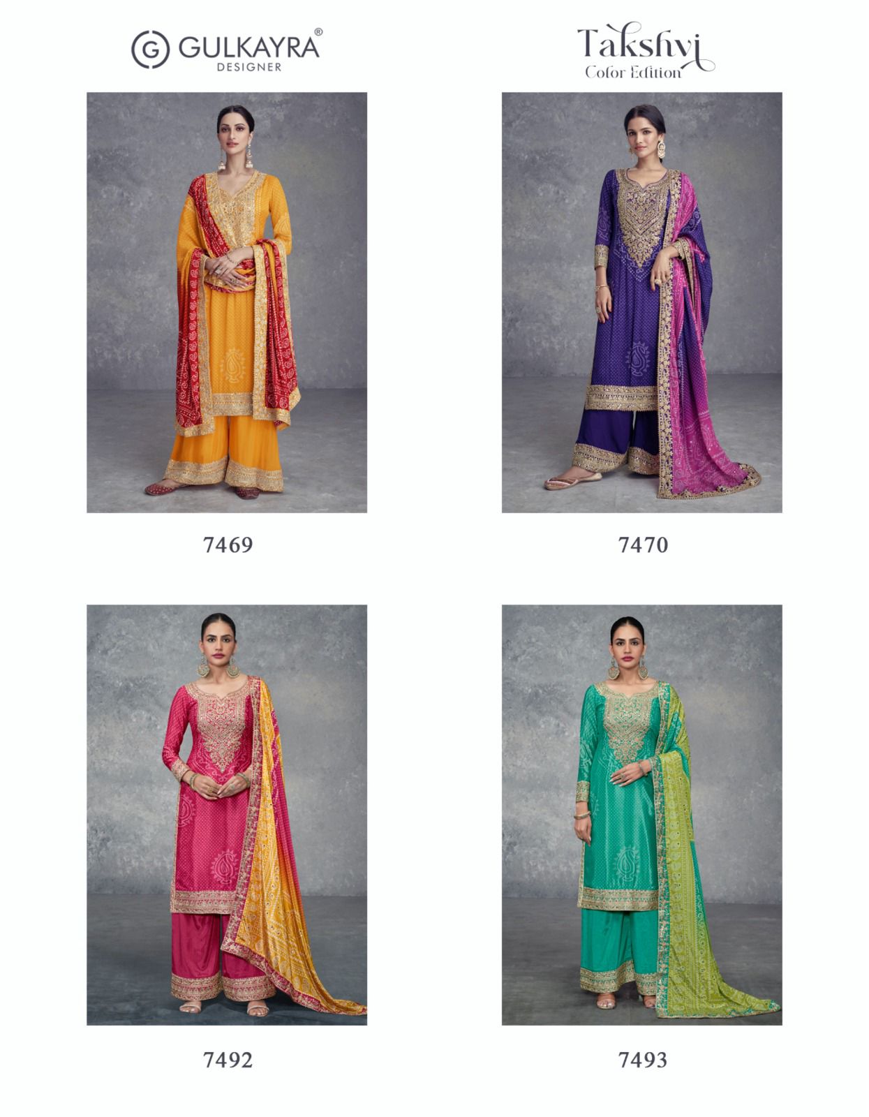 Takshvi New Colours Edition Gulkayra Designer Chinon Readymade Suits E ...